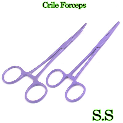 2 Straight & Curved Crile Hemostat Forceps Locking Clamps 5.5" Full ...