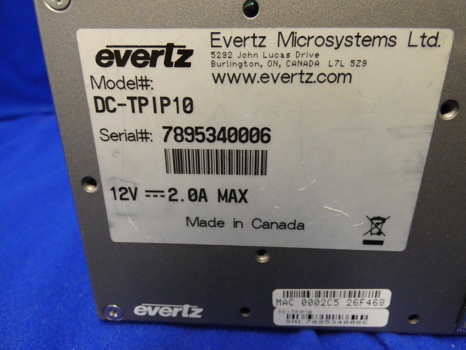 Evertz DC-TPIP10 DreamCatcher Touch Screen Panel w/1 Evertz Power ...
