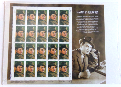 Legends of Hollywood Edward G Robinson 20 Stamps USPS Little Caesar ...