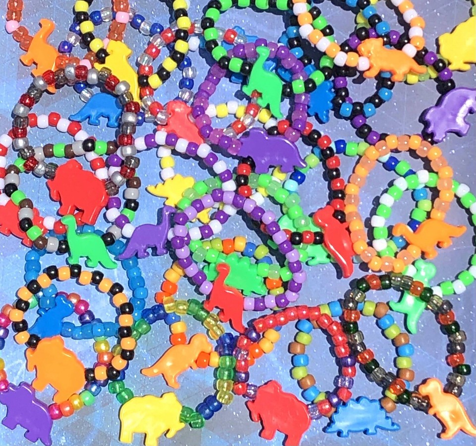 5 JUMBO DINO Kandi Beaded Bracelets, Lost Lands, Rave Accessories ...