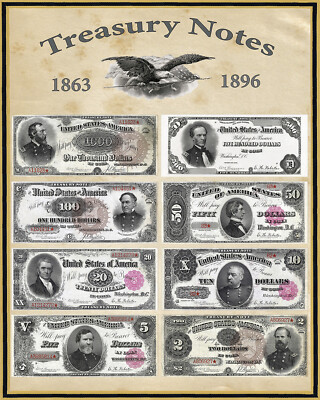 U S Treasury Notes Currency Poster 16"X20" 1863 to 1896 (see credit) | eBay