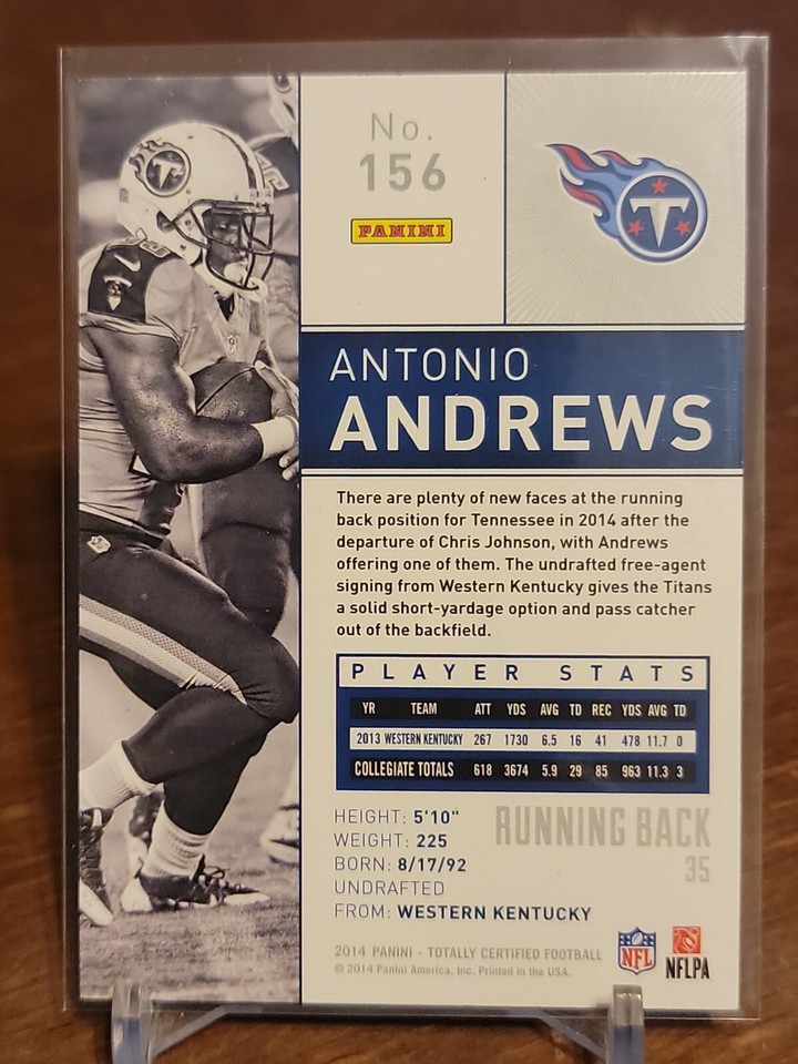 2014 Totally Certified #156 Antonio Andrews RC Tennessee Titans | eBay