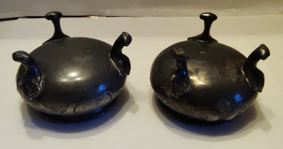 Pair of Antique silver plate floral open salt sellers / cauldrons | eBay UK