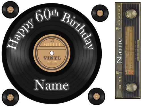 VINYL RECORD 6" TO 10" ROUND PERSONALISED CAKE EDIBLE ICING TOPPER | eBay