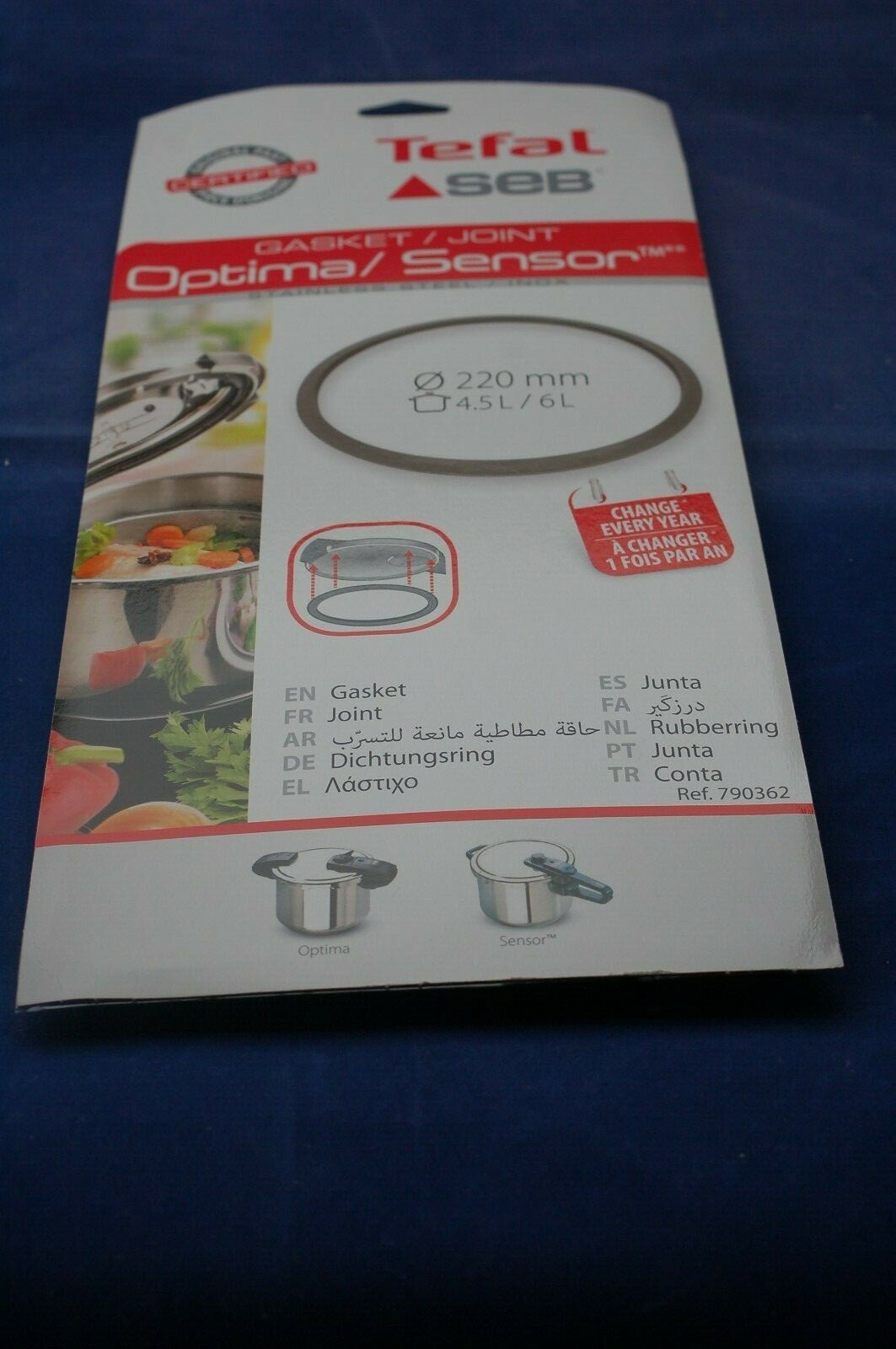 Genuine Tefal 4.5/6L Pressure Cooker Rubber Gasket Seal Ring 220mm ...