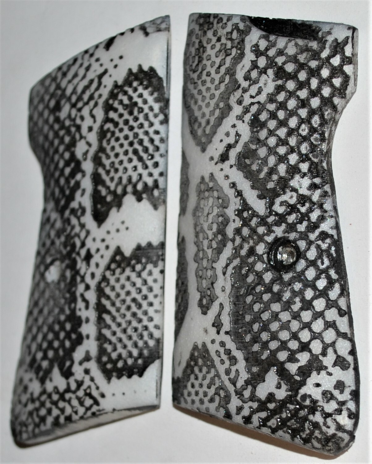 Manurhin Walther PP, PPK/s pistol grips engraved snakeskin on white ...