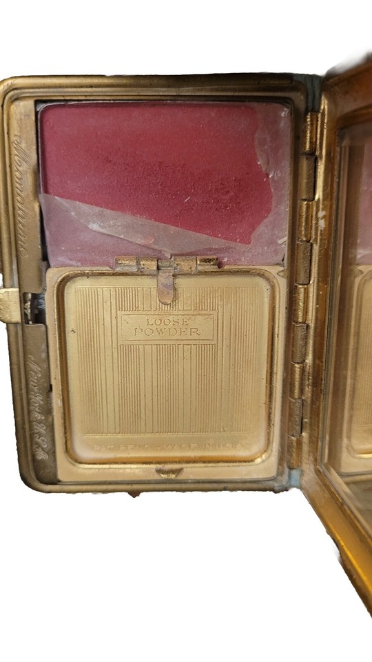 Antique Mondaine Sky Blue Leather Makeup Compact Loose Powder Rouge ...