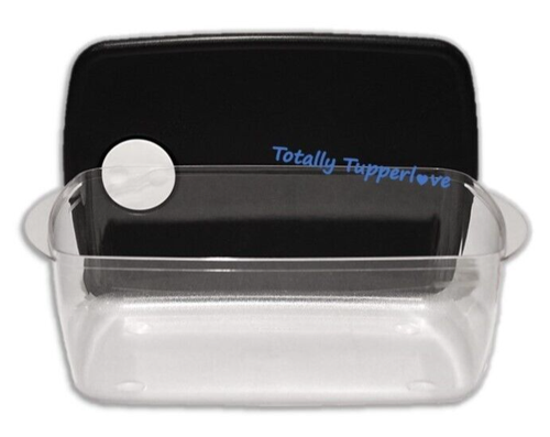 Tupperware Rock N Serve Rectangle Long Deep Large Vintage Black & Clear ...