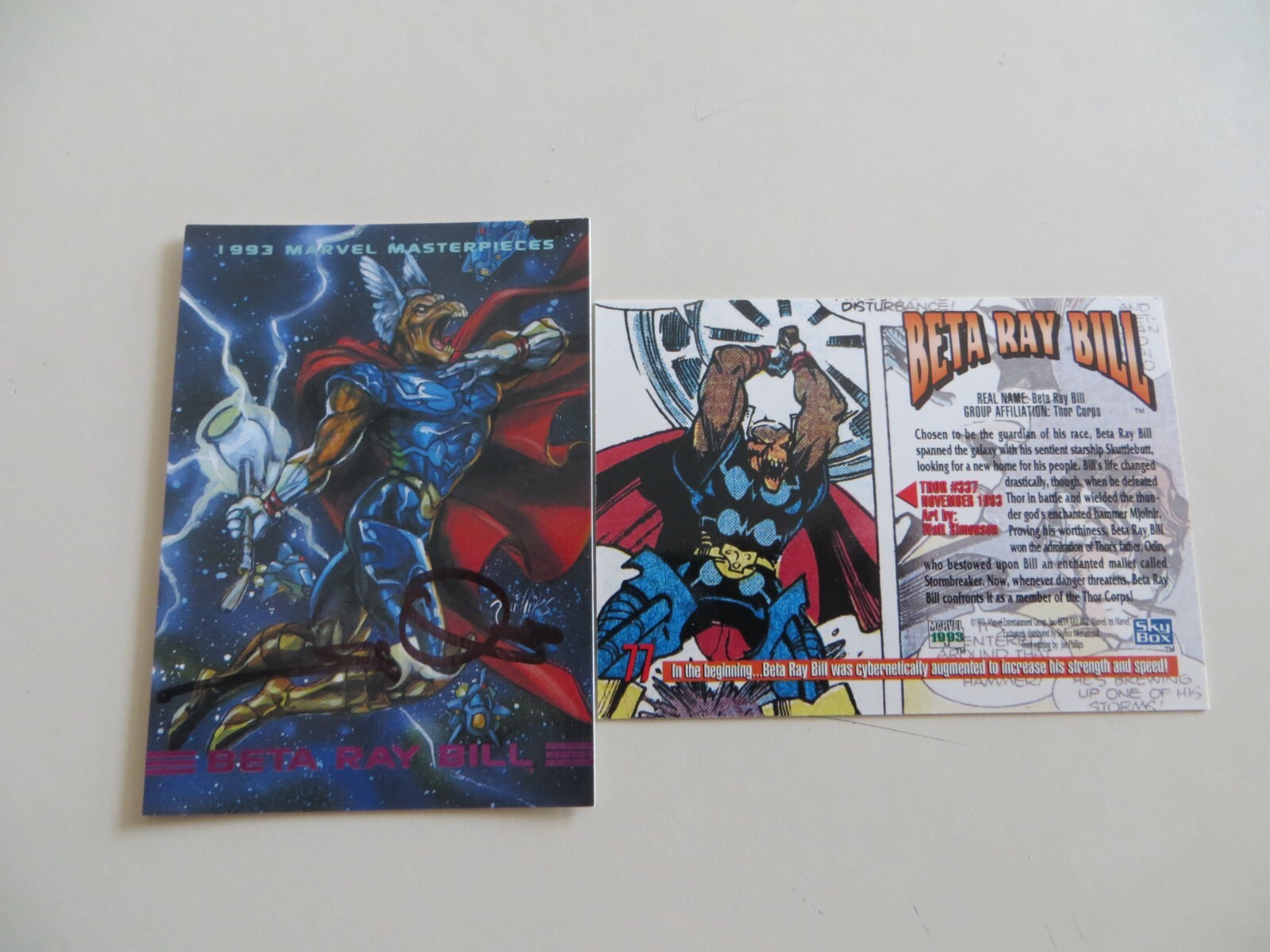 1993 MARVEL MASTERPIECES BETA RAY BILL CARD SIGNED WALT SIMONSON ...