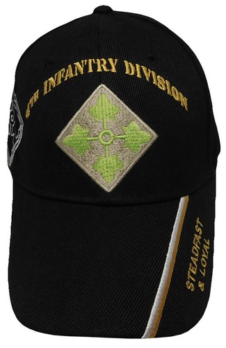 NEW! US ARMY 4TH INFANTRY DIVISION STEADFAST & LOYAL BALL CAP HAT BLACK ...