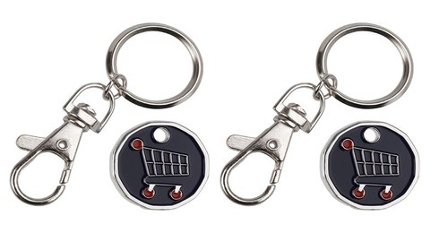 2 X Funky Trolley New Shape One Pound New £1 Coin Token Keyring ...