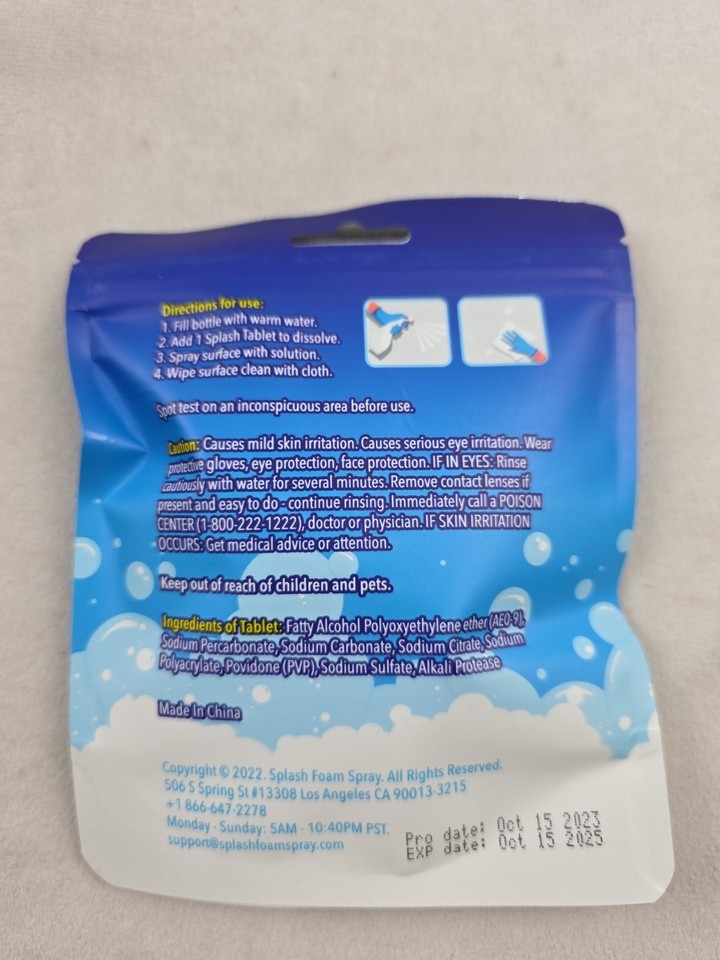 Splash Spray Packages Multi-Purpose Cleaning Tablets (20) and Spray ...