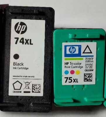 Set 2 Genuine Original HP 74XL Black & HP 75XL Color Inkjet Cartridges ...