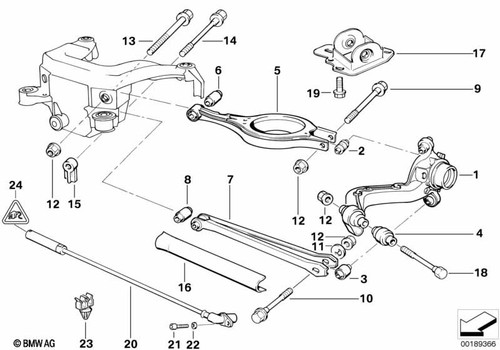 BMW Genuine Collar Screw M12x1.5x70-10.9 Fits E36 E46 E83 E83 LCI ...