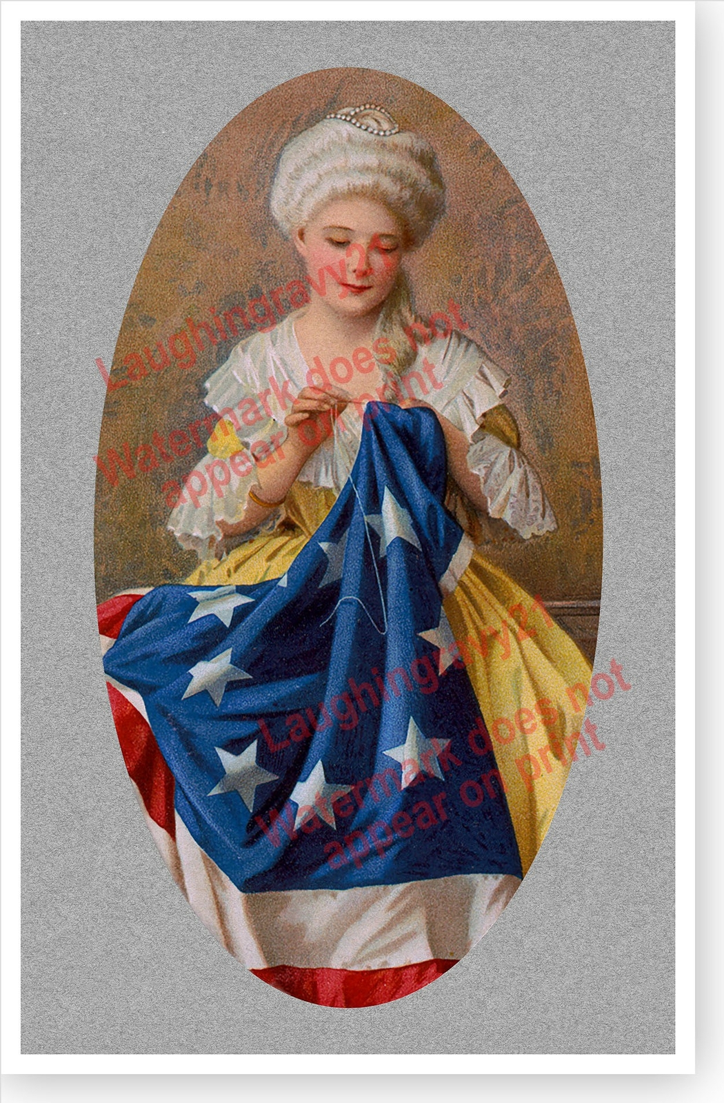 Betsy Ross Old Glory American Flag Patriotic Poster - Grey | eBay