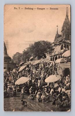 Vintage India Postcard Ganges River Bathing Scene BENARES 1903 to ...