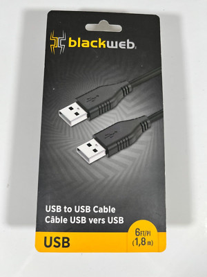 Blackweb 6 Ft USB High-Speed Type A Male to Male Black Cable 1.8m NEW ...