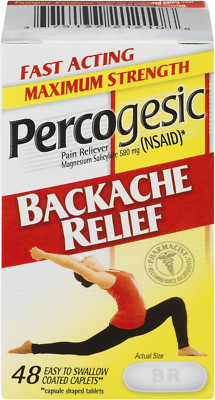 Percogesic Backache Relief Pain Reliever, Maximum Strength, 48 Tablets ...