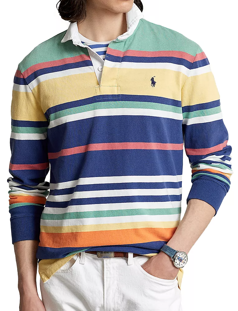 Polo Ralph Lauren VTG Retro Colorblocked Distressed Rainbow Striped ...