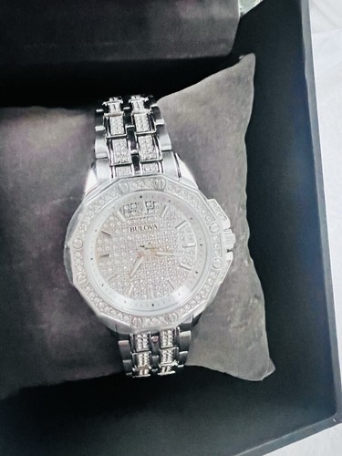 Bulova Women Octava Quartz Silver Stainless Steel Crystal Watch 34MM ...