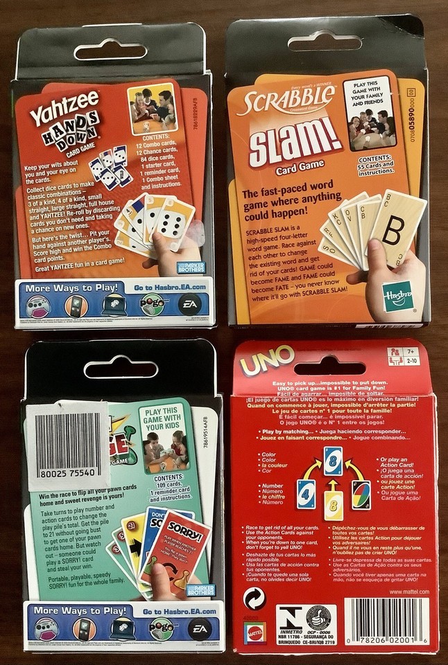 BRAND NEW CARD GAMES UNO / SORRY REVENGE / SCRABBLE SLAM / YAHTZEE ...