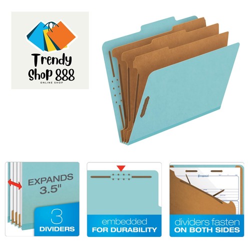 Pressboard Classification File Folders, 3 Dividers, 2" Embedded ...