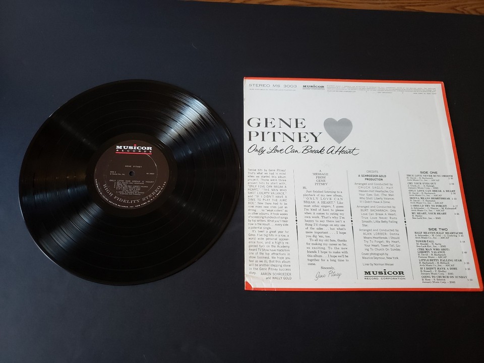 1960s VG++ Gene Pitney – Only Love Can Break A Heart 3003 LP33 | eBay