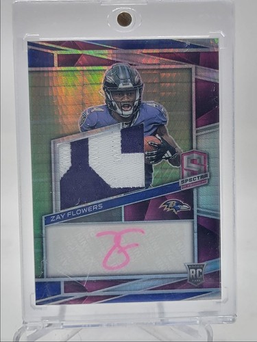 ZAY FLOWERS 2023 SPECTRA RPA ROOKIE PATCH NEON PINK RC AUTO /25 Q3972 ...