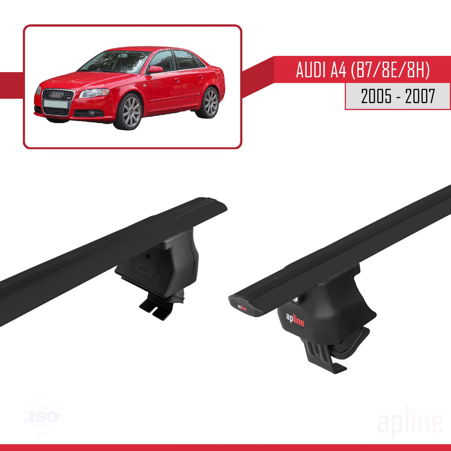 Barres de toit ACE-4 pour Audi A4 B7 2005-2007 en aluminium noir