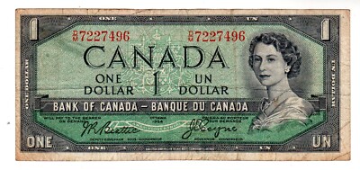 CANADA 1954 P37 QUEEN ELIZABETH 2 VF 1 DOLLAR BILL GOOD CONDITION | eBay