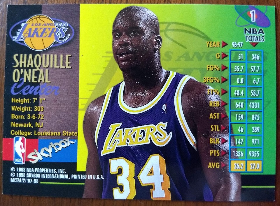 SHAQUILLE O'NEAL, 1998 FLEER METAL UNIVERSE #1, LAKERS | eBay UK