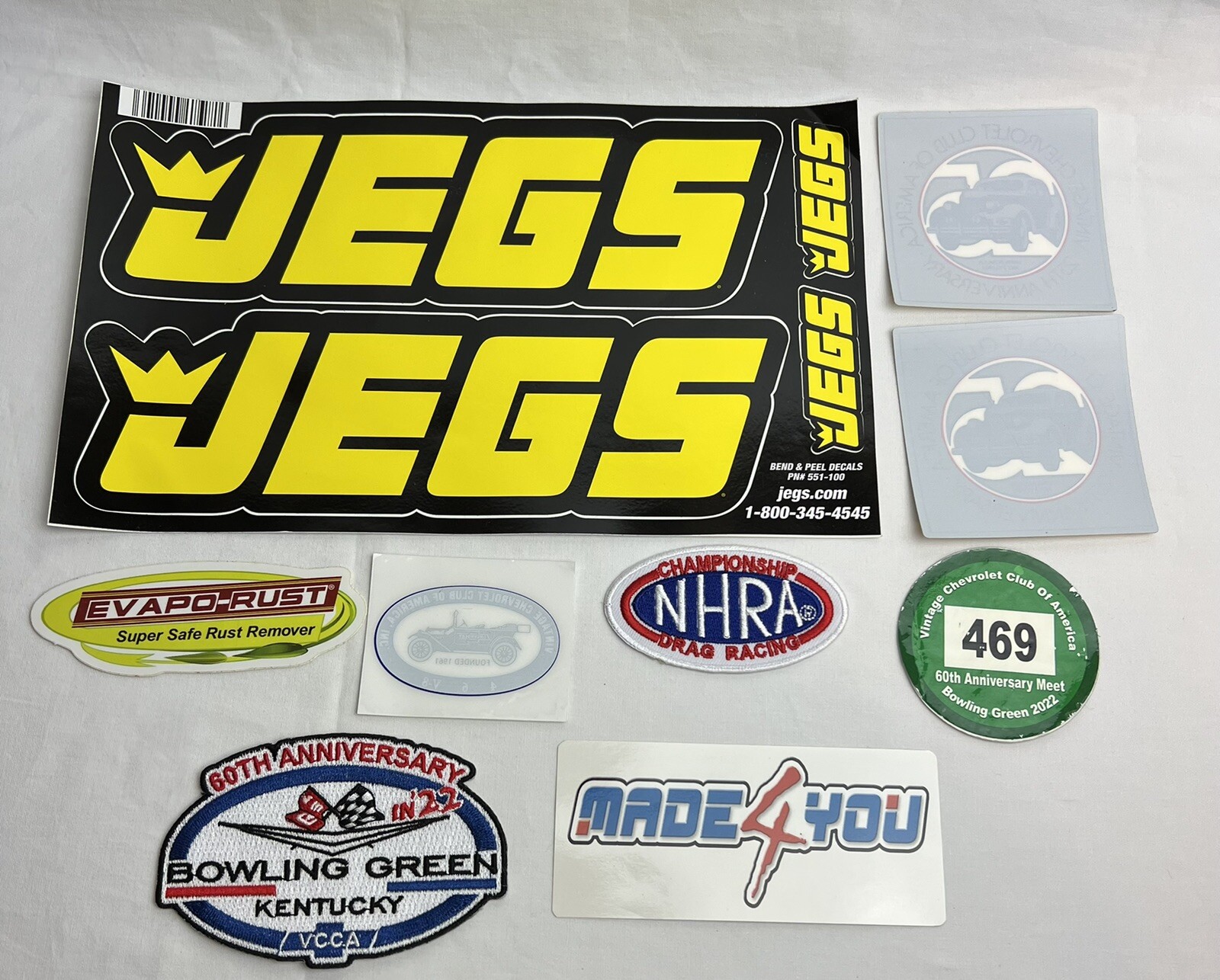 JEGS CHEVROLET CLUB NHRA DRAG RACING EVAPO-RUST Stickers Patch Decals ...