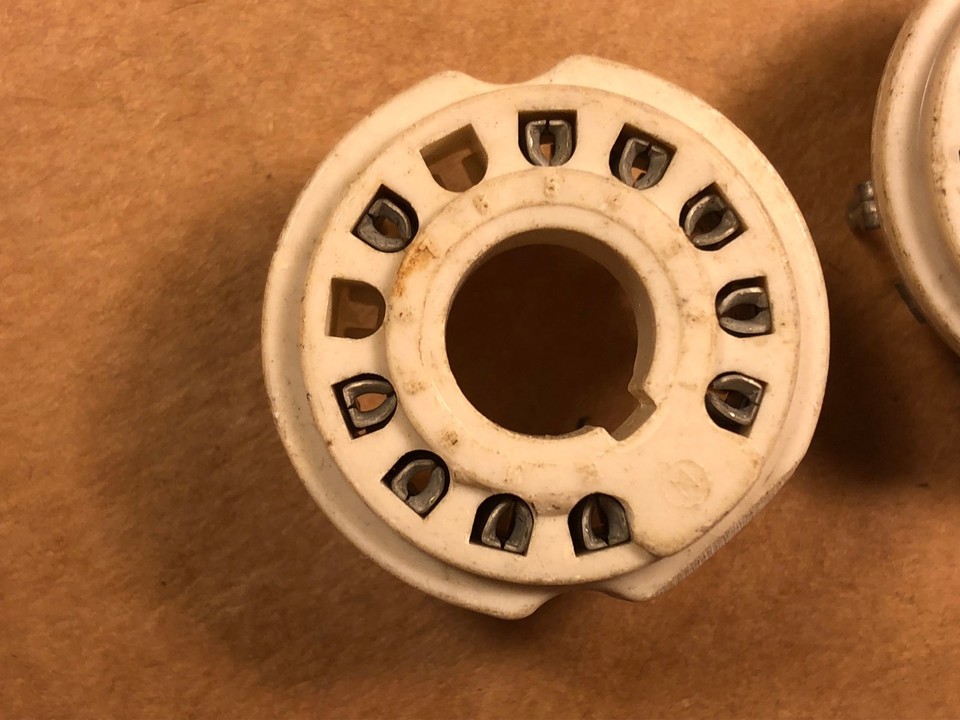 2 NOS Vintage 12-Pin Compactron Vacuum Tube Sockets Ham Radio Amplifier ...