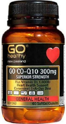 GO Healthy GO Co-Q10 300mg + Vitamin D3 1,000IU 60 Caps HIGH STRENGTH ...