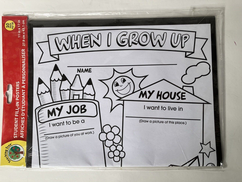 Set Of 10 Student Fill-in Posters “When I Grow Up” Classroom Homeschool ...