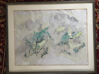 GEORGE DEBO SIGNED FRAMED ORIGINAL PAINTING ON JAPANESE RICE PAPER 1927 ...