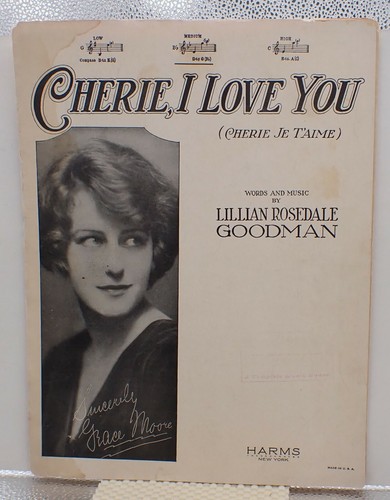 Cherie I Love You - Lillian Rosedale Goodman - Sheet Music 1926 | eBay