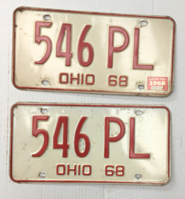 1968 Pair Ohio License Plates 546 PL | eBay