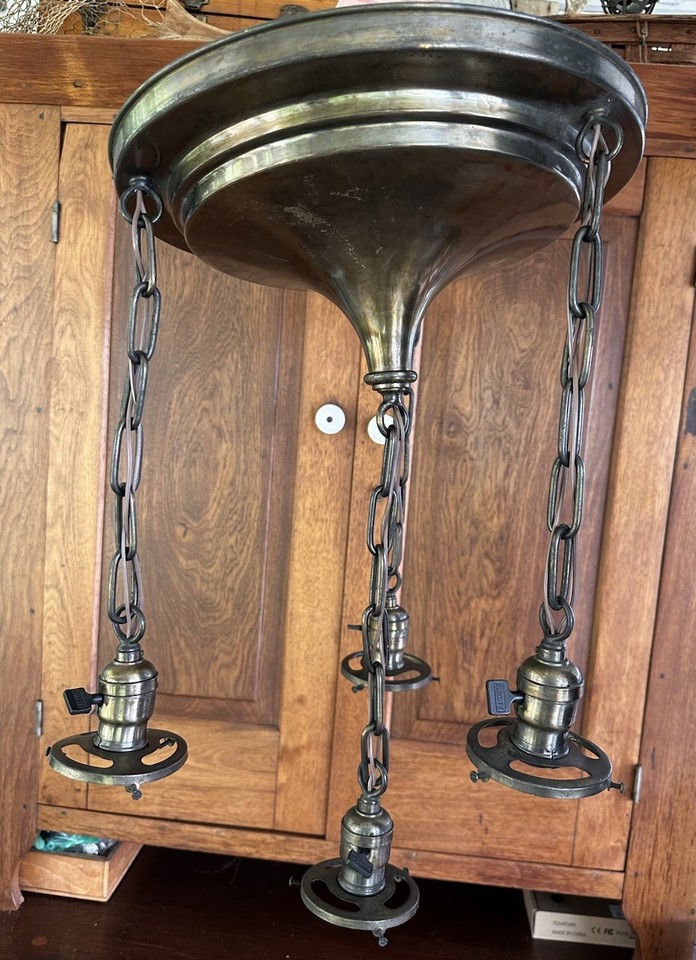 Antique Mission Art Crafts Chandelier Ceiling Light: Brass 4 Chains ...
