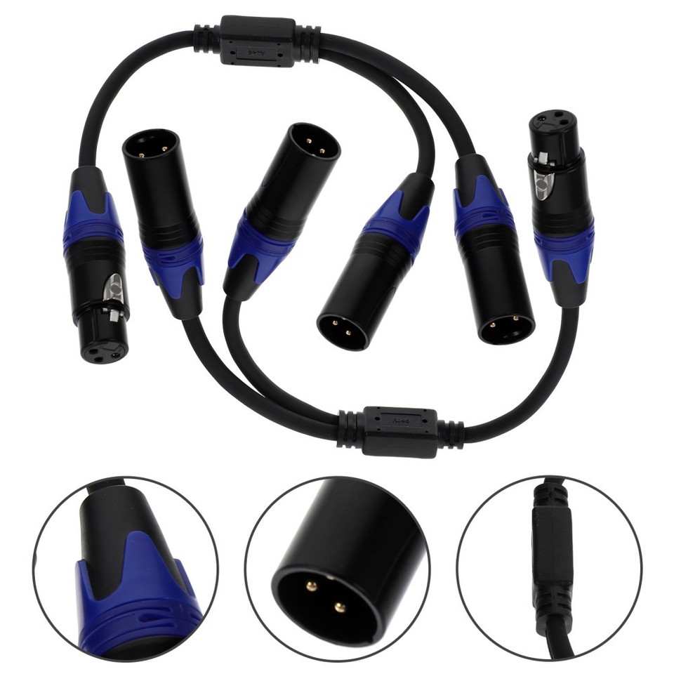 2 Pcs Dj Mixer Wire Audio Cable Adapter Dual Splitter Microphone | eBay ...