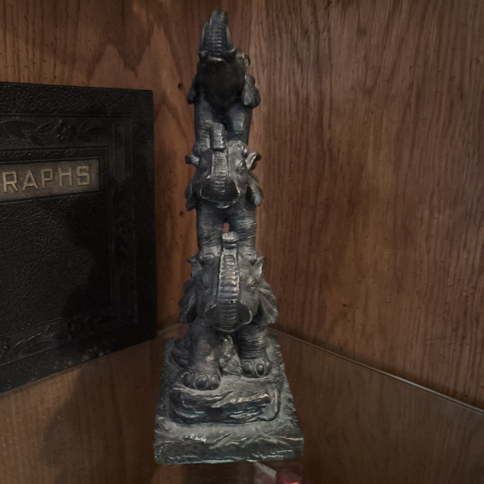 Stacked Elephant Trio Bronze Look Rezin Good Luck Statue 11.5" | eBay