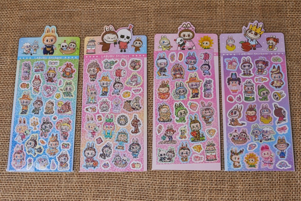 4 Sets (~100) Holographic Labubu Sticker Sheets, 18 Set, Laptop sticker ...