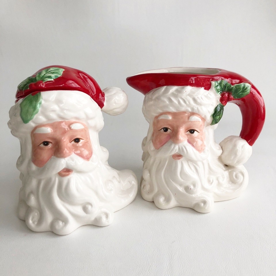 Vintage Spode Christmas Memories Ceramic Santa Head Cream and Sugar Set ...