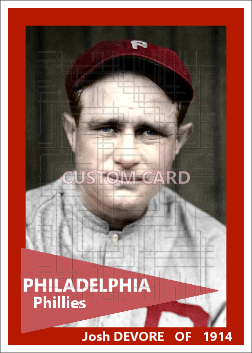 Josh Devore - 1914 Philadelphia Phillies - 2.5 x 3.5 custom card (blank ...