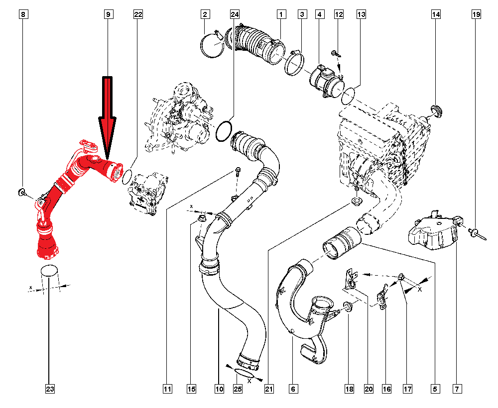 Durite Conduit Air Turbo d'Origine Renault MEGANE III 1.6 dCi ...