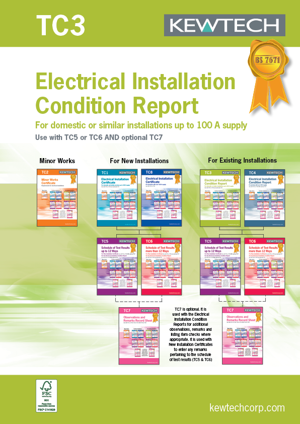 Kewtech 18th Edition Electrical Certificate Report Books ( FREE POST ...