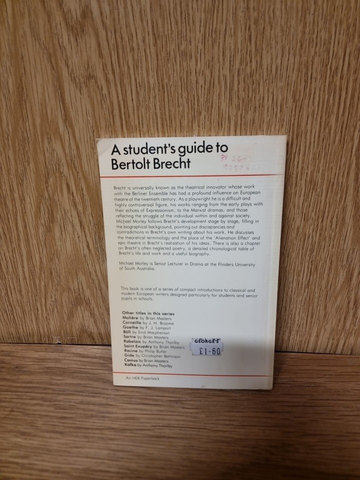 Bertolt Brecht: A Student's Guide by Morley, Michael | Book (30d ...