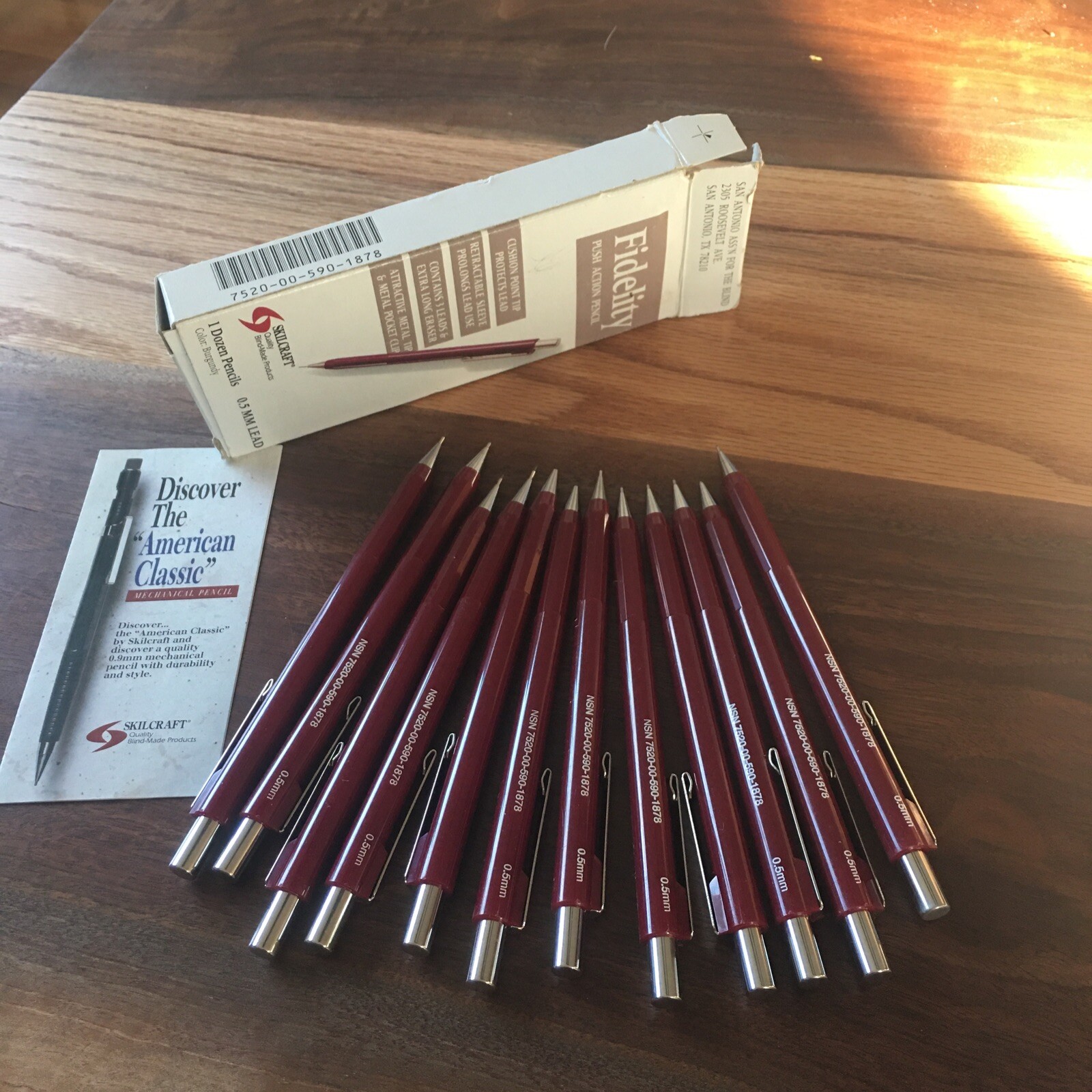 Vintage SKILCRAFT Fidelity Push Action Pencils 0.5 mm 1 Doz Burgundy | eBay