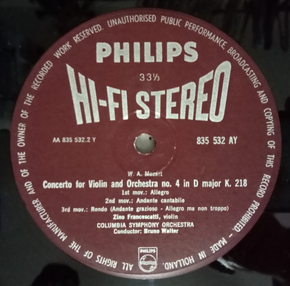 MOZART Columbia Symphony Orchestra-Violin Concerto No3 & 4 DUTCH 1960 ...