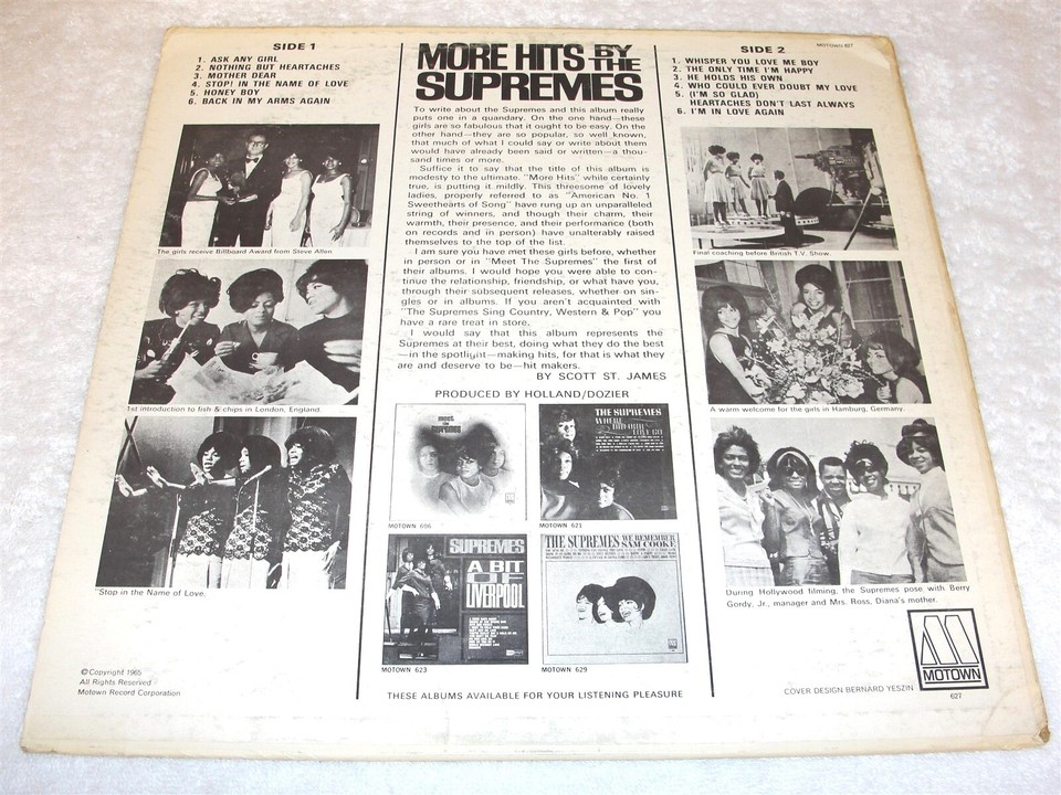 The Supremes "More Hits By The Supremes" 1965 Soul LP, VG+, Orig Motown ...